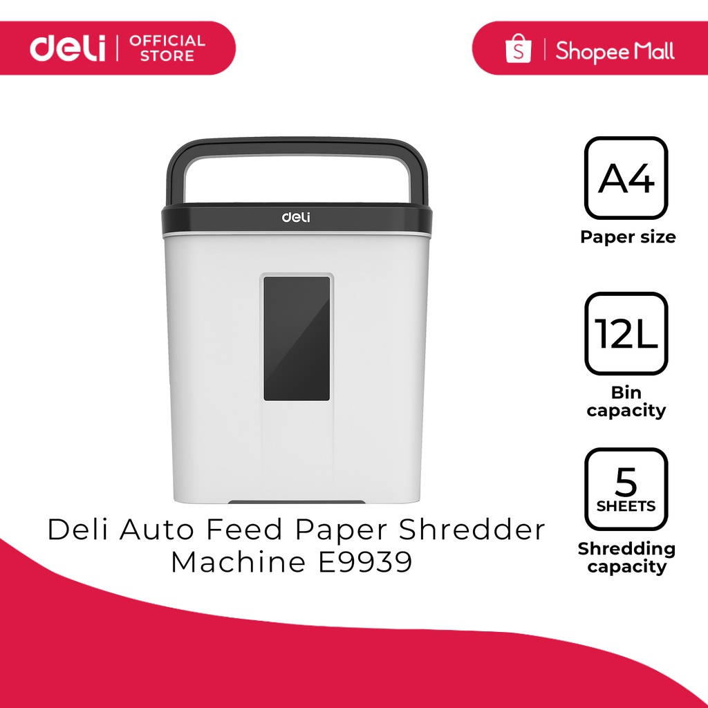 Deli E9939 Office Machine- Auto Feed A4 Paper Shredder Machine (1PC ...