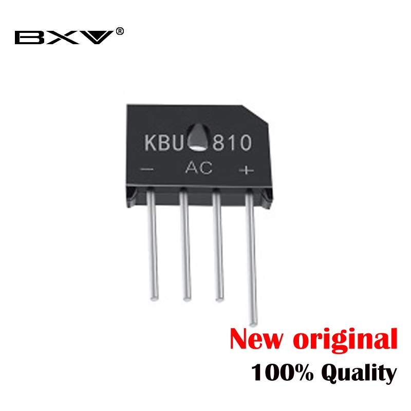 10PCS KBU810 8A 1000V rectifier bridge stack straight plug flat bridge rectifier red copper ...