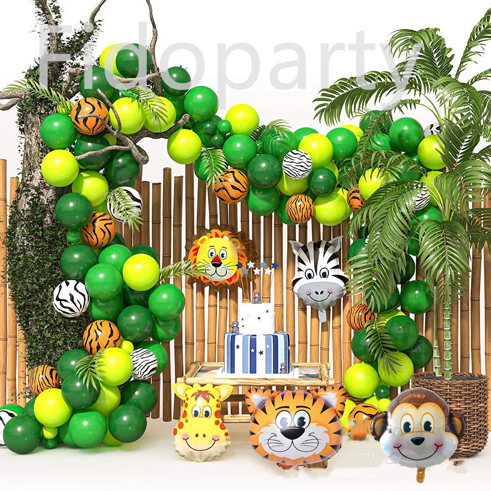 73pcs Jungle Safari Theme Party Decorations Latex Balloons Party ...
