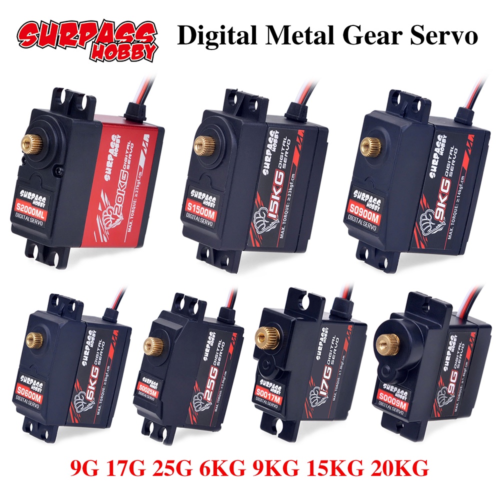 SURPASS Hobby Servo RC 1/10 High Speed Metal Gears Mini Servomotor 9g ...