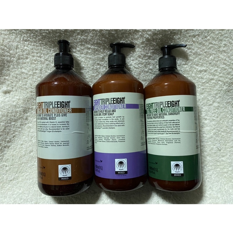 Eight Triple Eight Lavender/Argan/Tea Tree Conditioner/Shampoo 1L ...