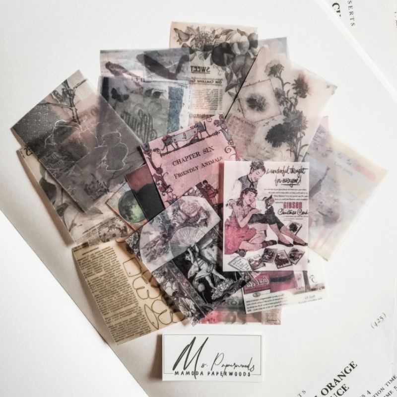 40 pcs Aesthetic Designs on Translucent Paper | Vintage Acid Butter ...