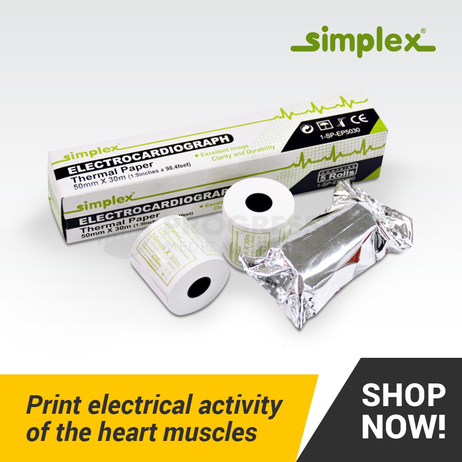 Simplex ECG Paper, 50mmx30M and 80mmx20M | Shopee Philippines