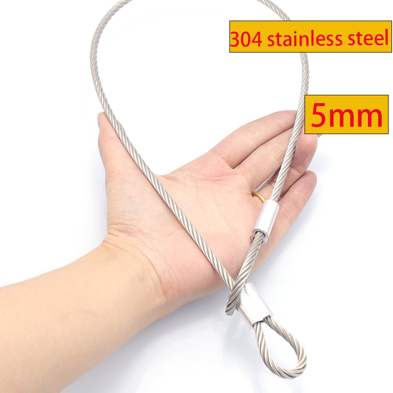 4mm5mm6mm8mm safety cable with loop 304 stainless steel wire rope ...