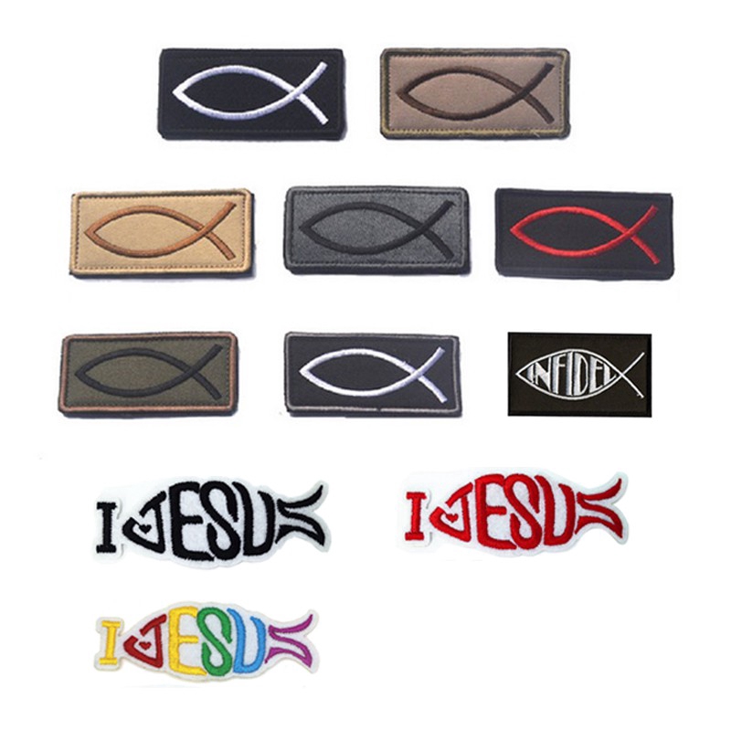 Embroidery Patch Jesus Fish Morale Patch Christian Fish Symbol Tactical ...