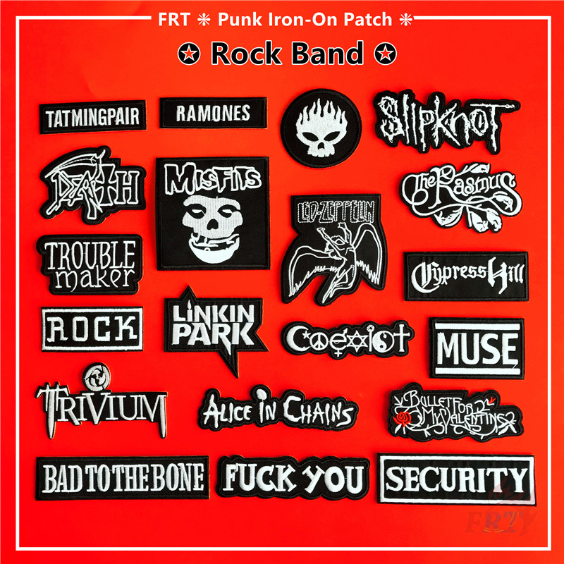 ☸ Rock Band Collection Series 03 - Black & White Punk Iron-on Patch ☸ ...