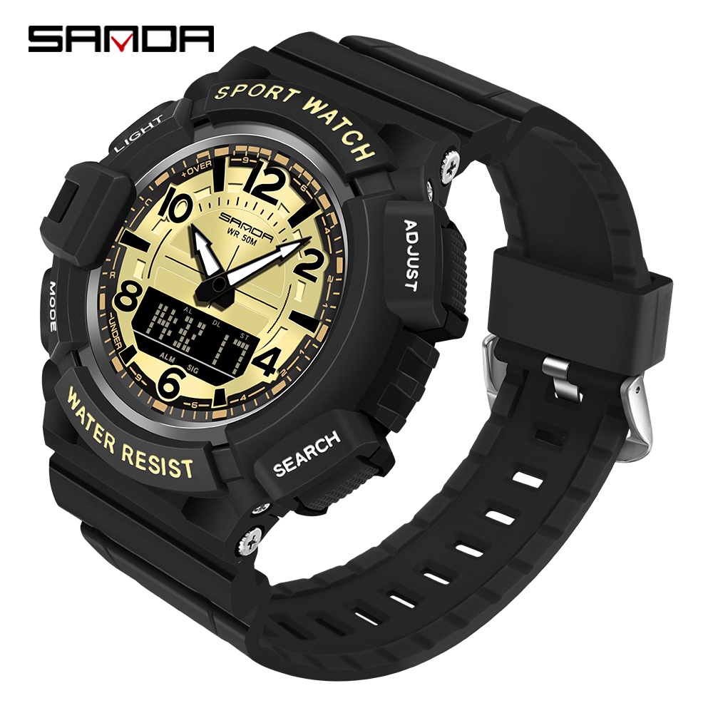 Sanda Multifunctional Dual Display Waterproof Chronograph Calendar ...