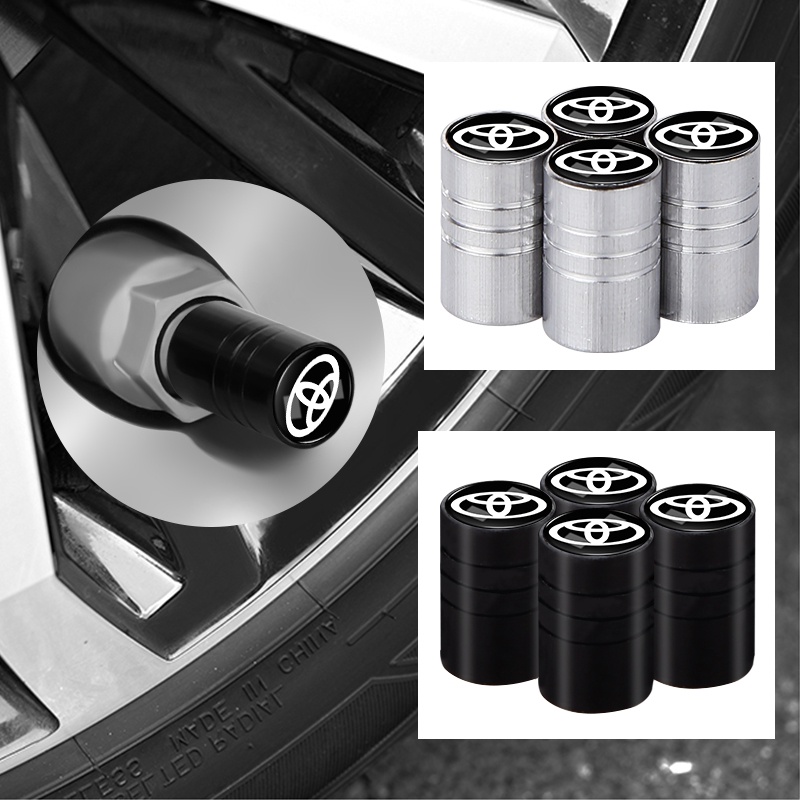 4pcs Silver/ Black Aluminum Car Tyre Cap Car Wheel Tire Valve Core Air ...