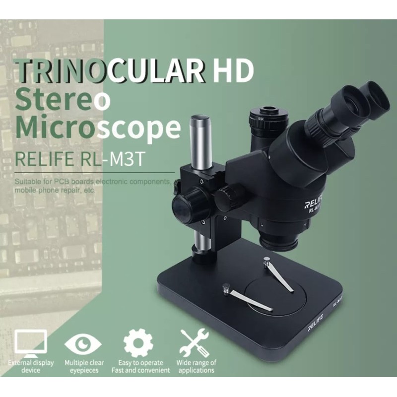 Relife RL-M3T Trinocular HD Stereo Microscope for Mobile Repair ...