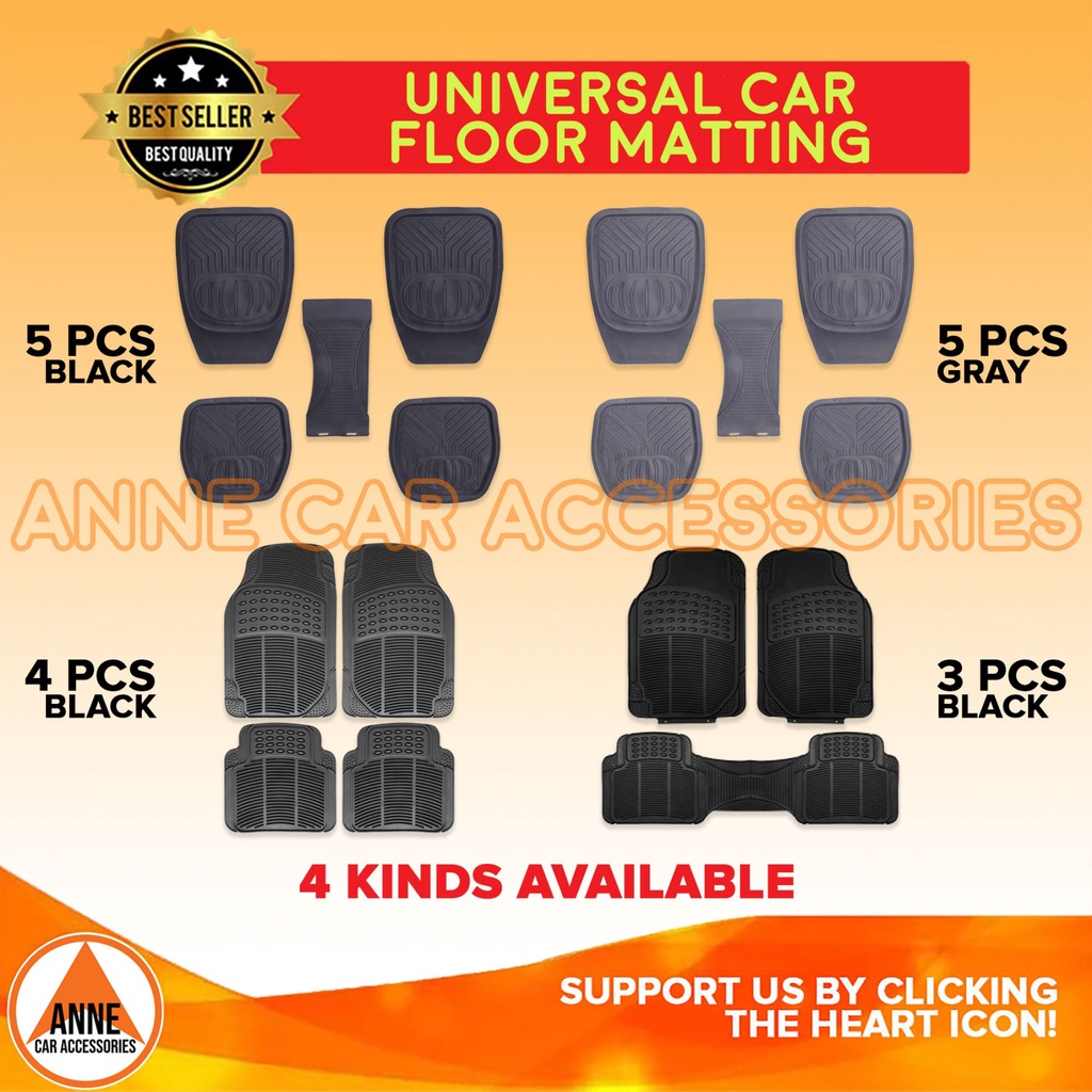 Universal Rubber Coil Car Floor Mat Palanggana Type 5pcs BLACK / 5pcs GRAY / 3pcs / 4pcs Black ...