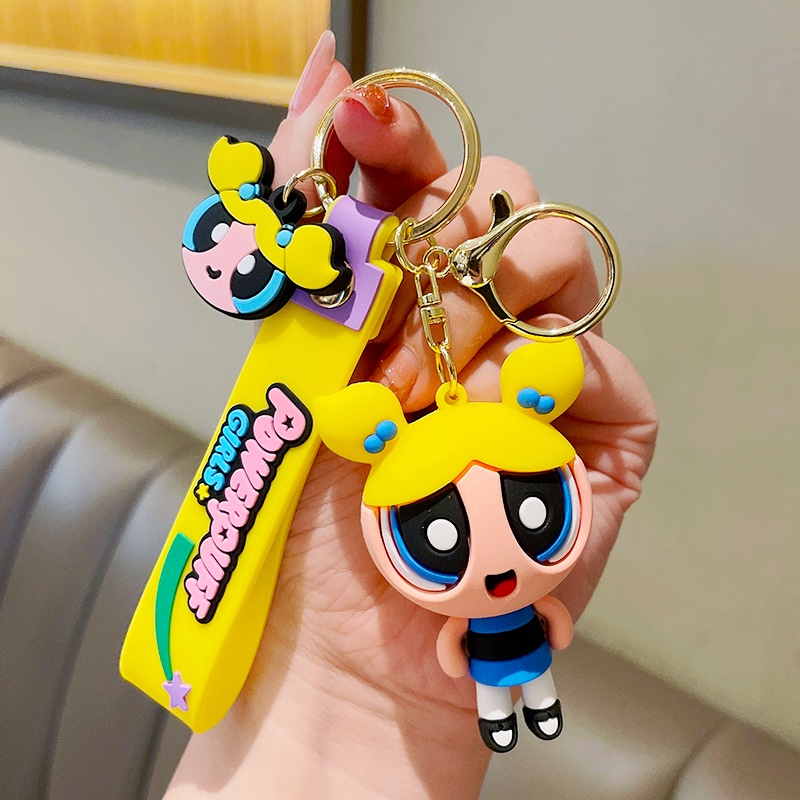 The Powerpuff Girls Pendant Keychains Anime Cartoon Holder Car Key ...