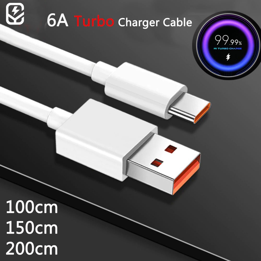 Xiaomi 6A Turbo Charger Cable Quick Charging Type C USB Line For Mi 11 ...