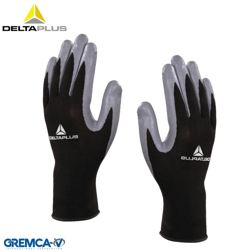 Delta Plus VE712GR - OIL / GREASE GENERAL HANDLING Safety Gloves Palm ...