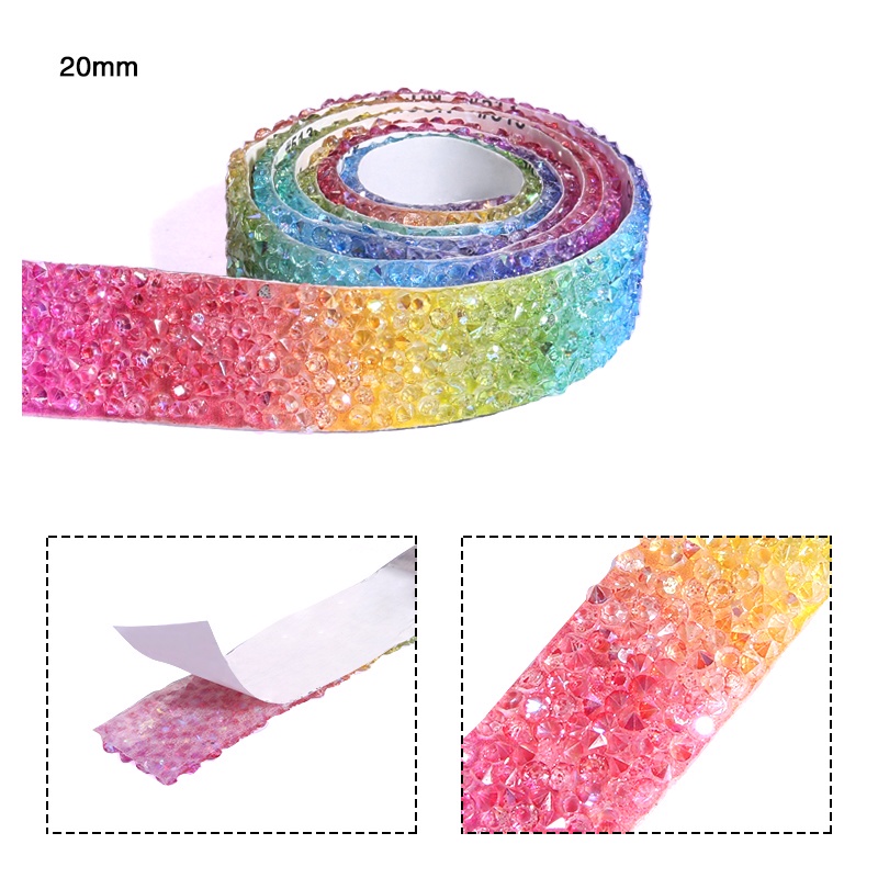 QIAO Self-adhesive Rhinestones Trim Glitter Crystal Tape Strass Ribbon ...