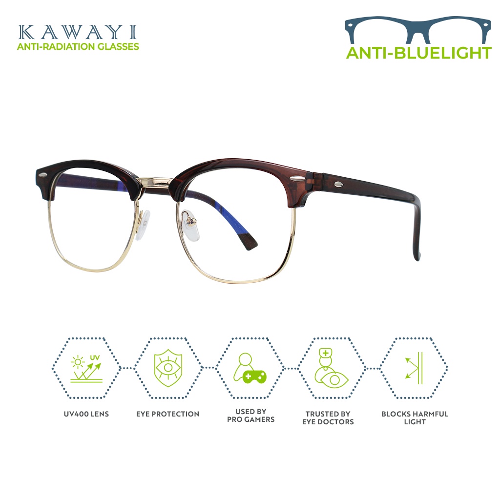 Anti Radiation and Blue Light Blocking Glasses Retro Semi Rimless UV400 ...
