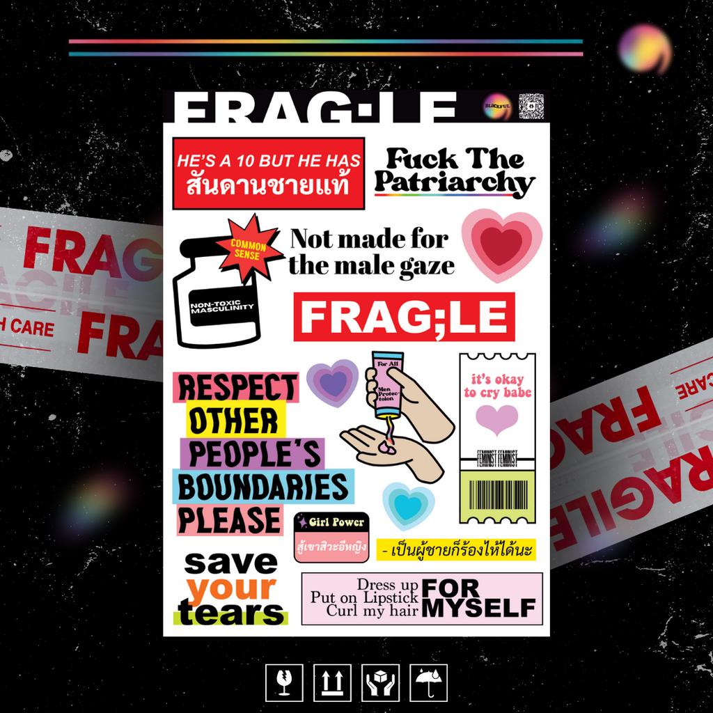 FRAGILE Men's Real Fame Sticker Die Cut A6 Matte Texture Funny Pattern ...