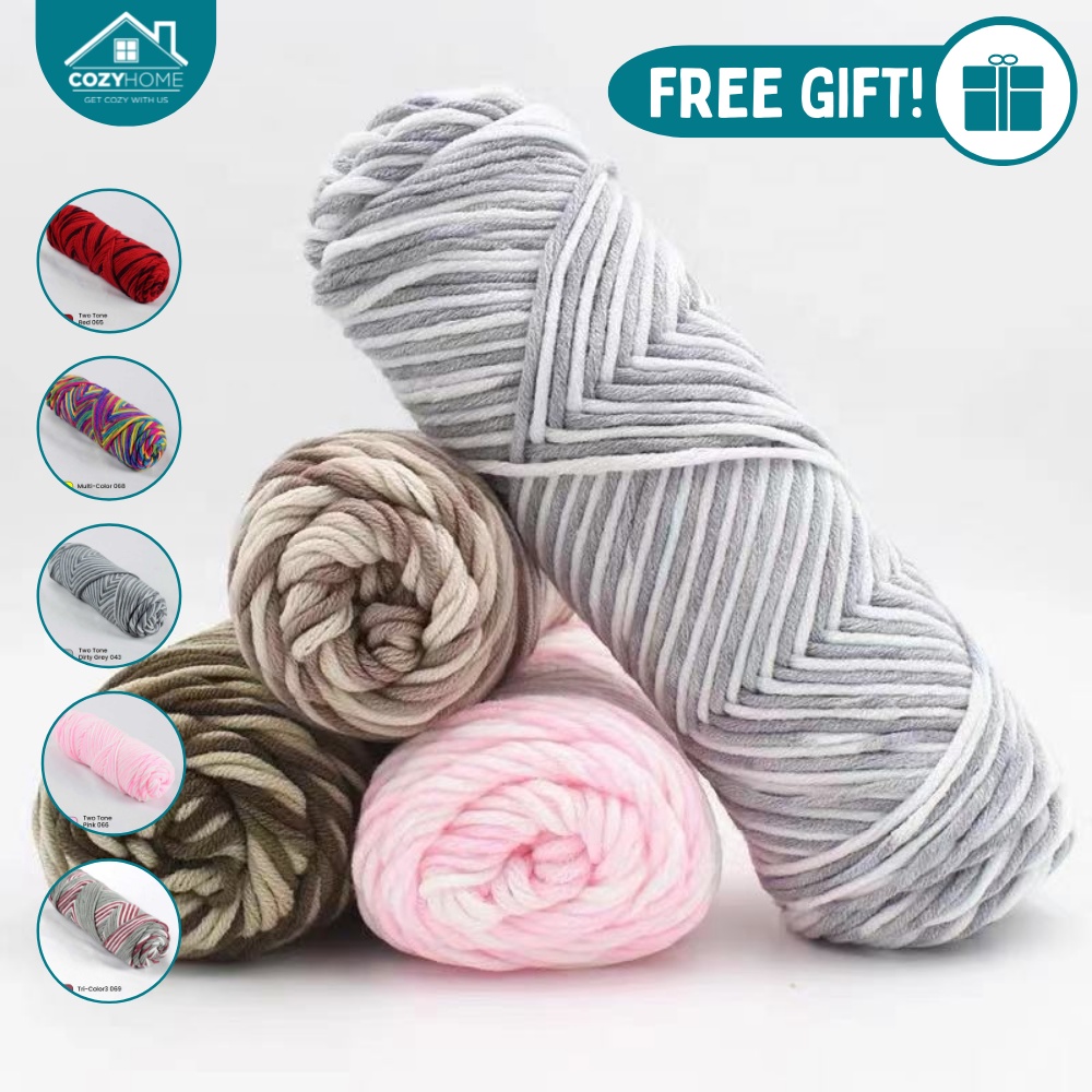 Cozyhome Yarn 100g Milk Cotton Two-tone/Tri-Color Wool Yarn 8-ply Yarn ...