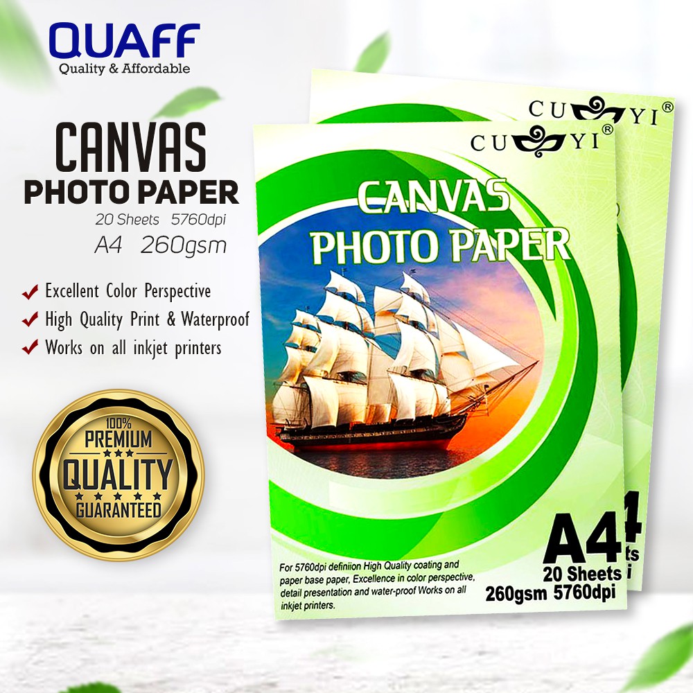 CUYI RC CANVAS PHOTO PAPER A4 SIZE (20 pcs pck ) | Shopee Philippines