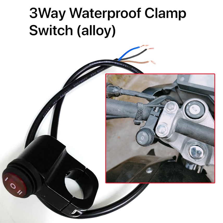 3Way Motorcycle Handle Bar Switch 3 Way Mini Driving Light Switch Mount ...