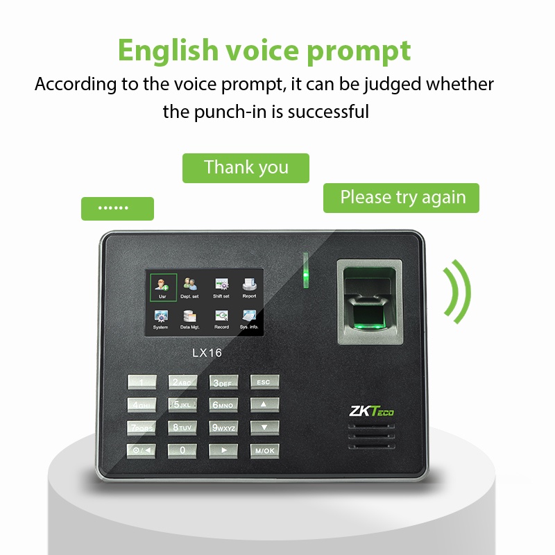 ZKTeco LX16 Fingerprint Time Attendance Machine Punch Card Machine ...