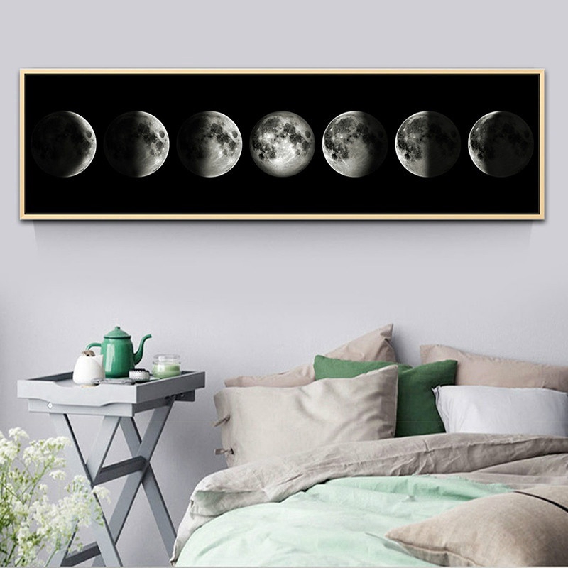 The room is decorated with simple murals Eclipse of The Moon Canvas ...