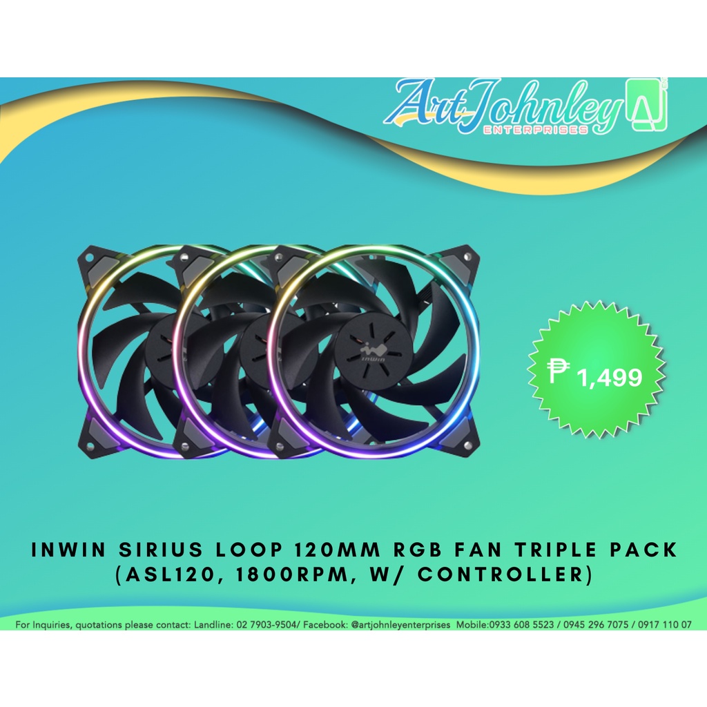 Inwin Sirius Loop 120mm RGB Fan Triple Pack (ASL120, 1800RPM, w ...