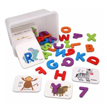 TFL Alphabet ABC and Number Matching Flash Cards Puzzle Wooden Learning ...