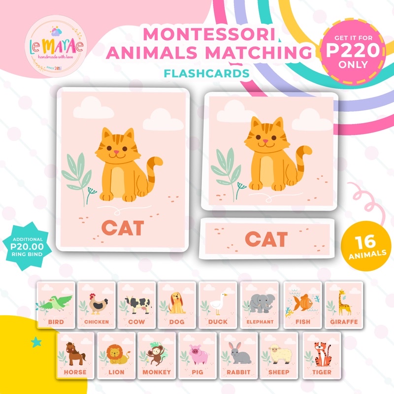 Montessori Three Part Cards - Animals | Laminated Educational ...