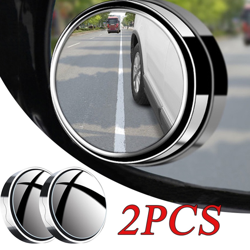 2 Pack Car Rear View Mirror Round Blind Spot Mirror 360° Rotating Wide ...