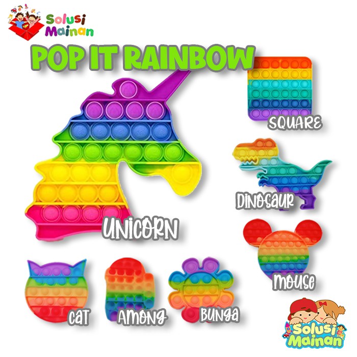 Pop It Fidget Toys Pop Its Round Rainbow Stress Relief Toys | Shopee ...