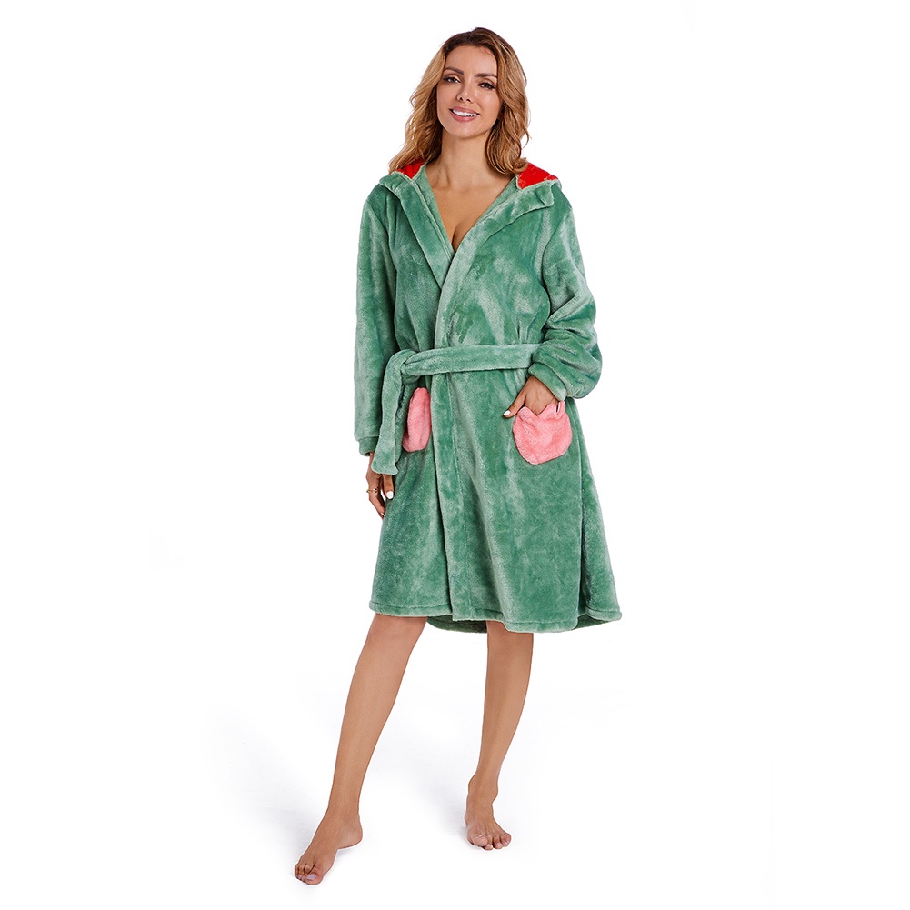 OLAOLA Plush Robes Dinosaur Bathrobes with Hood Flannel Animal Bath ...