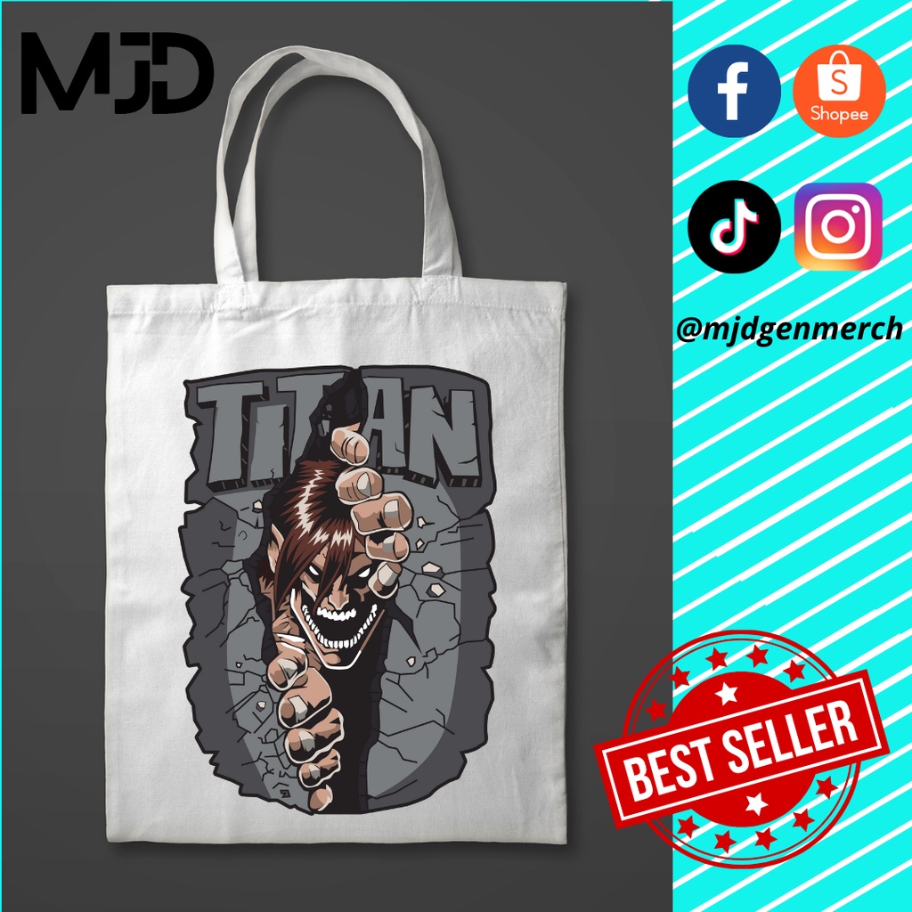 ATTACK ON TITAN | TOTE BAG | ANIME | EREN YEAGER TITAN | EREN JAEGER ...