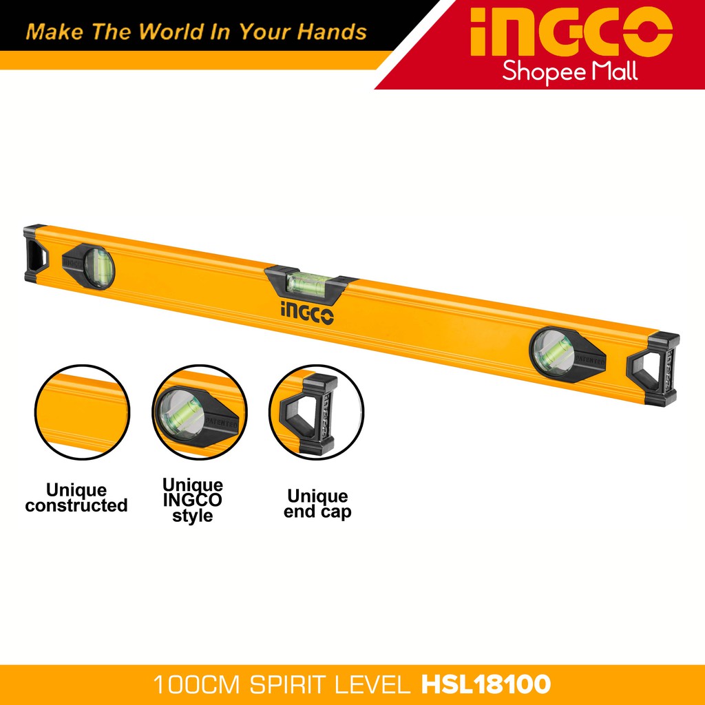 Ingco Spirit Level Leveling Tool Carpentry And Construction Tools 100cm ...