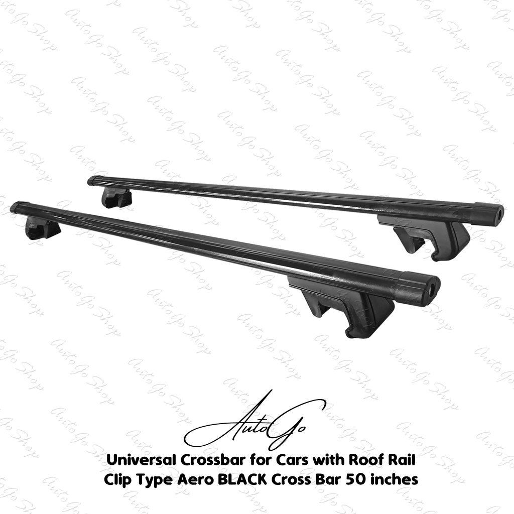 Universal Crossbar for Cars with Roof Rail Clip Type Aero BLACK Cross ...