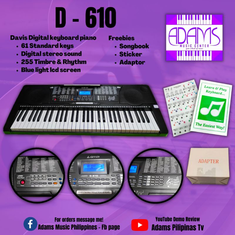 D-610 Davis 61 standard keys Digital electronic keyboard piano | Shopee ...