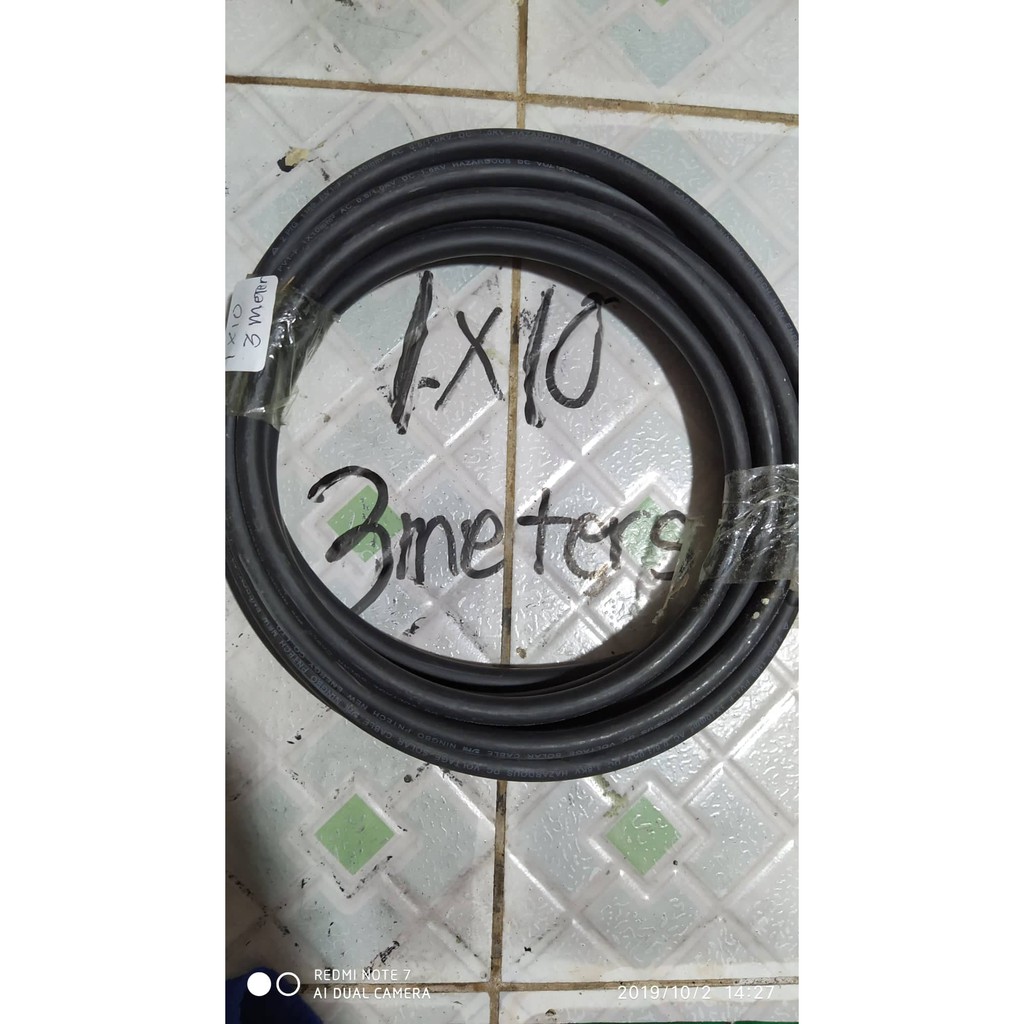 3meters 10mm2 Solar PV Cable single core (black) | Shopee Philippines
