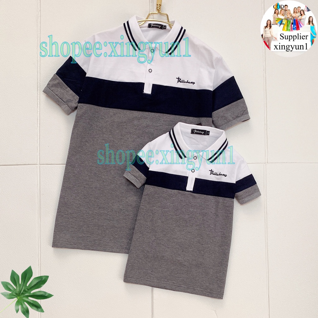 Tricolor fashion family polo shirt stretch cotton Men's & kids top ...