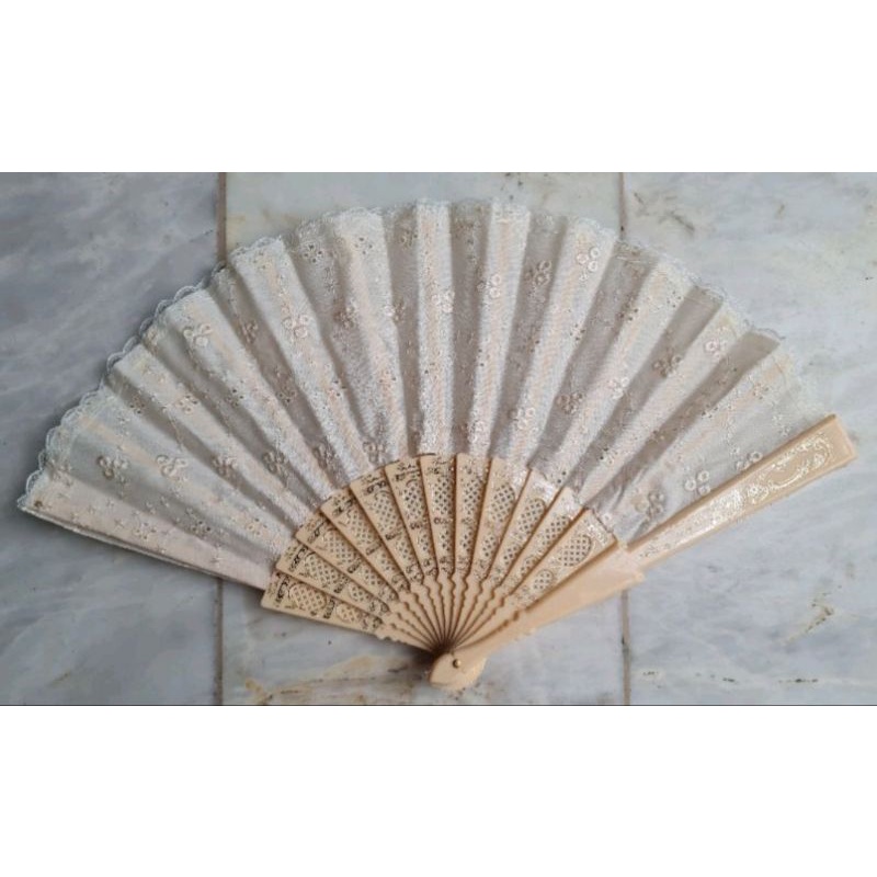 Eyelet Fan Foldable Fan Cloth Lace Fan for Formal Occasion Wedding per ...