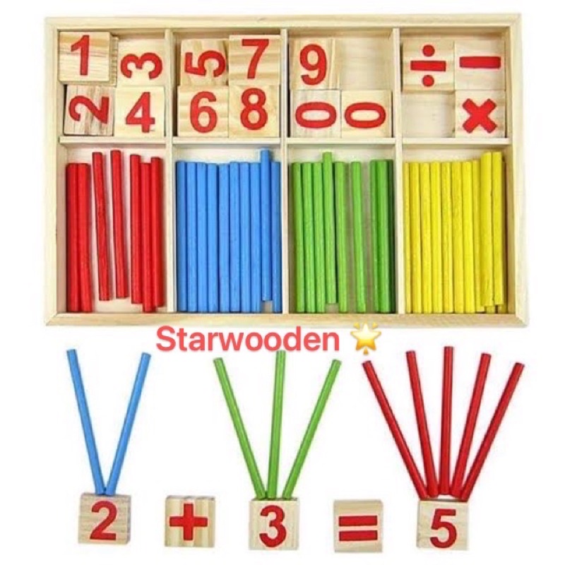 Wooden mathematical intelligence stick Counting Number Blocks and ...