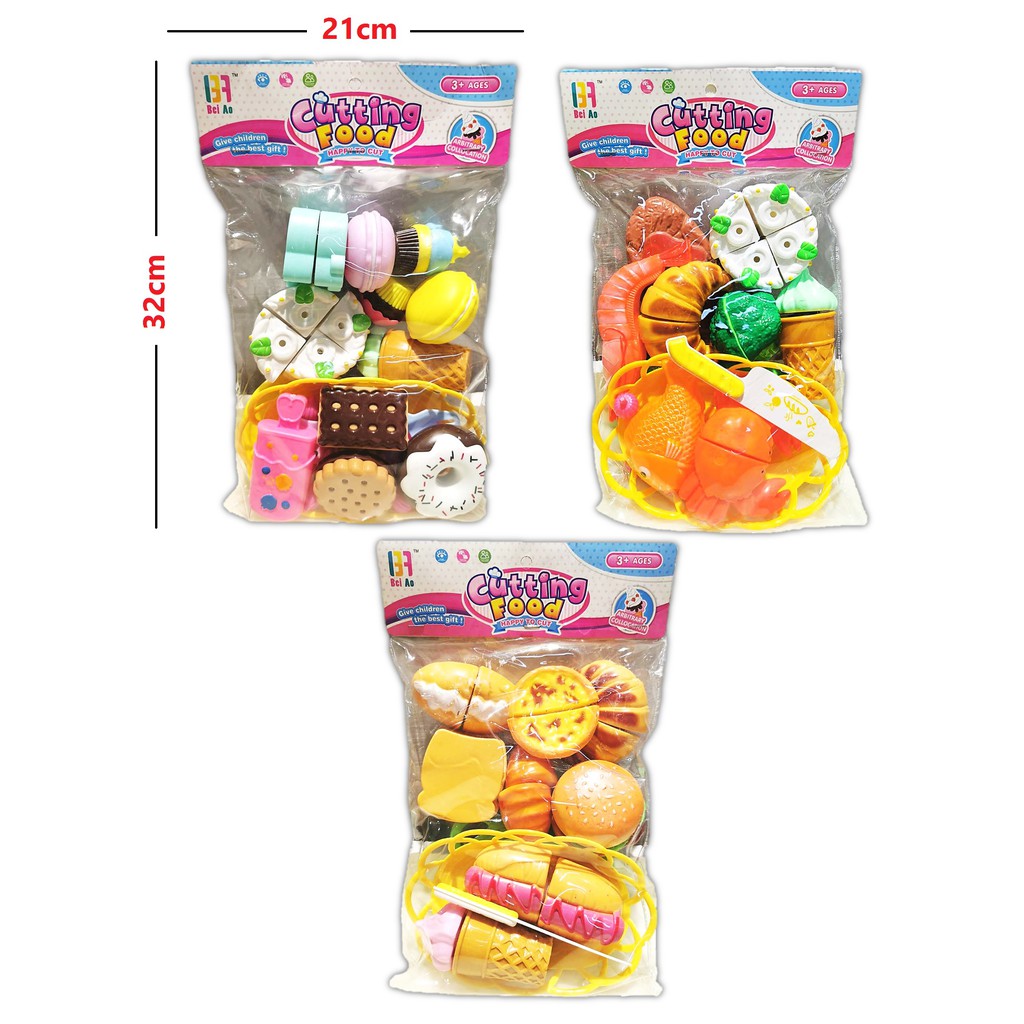 KINGTOYS (NEW) Simulation Mini Kitchen Food Cutting Toy Set Cuttable ...