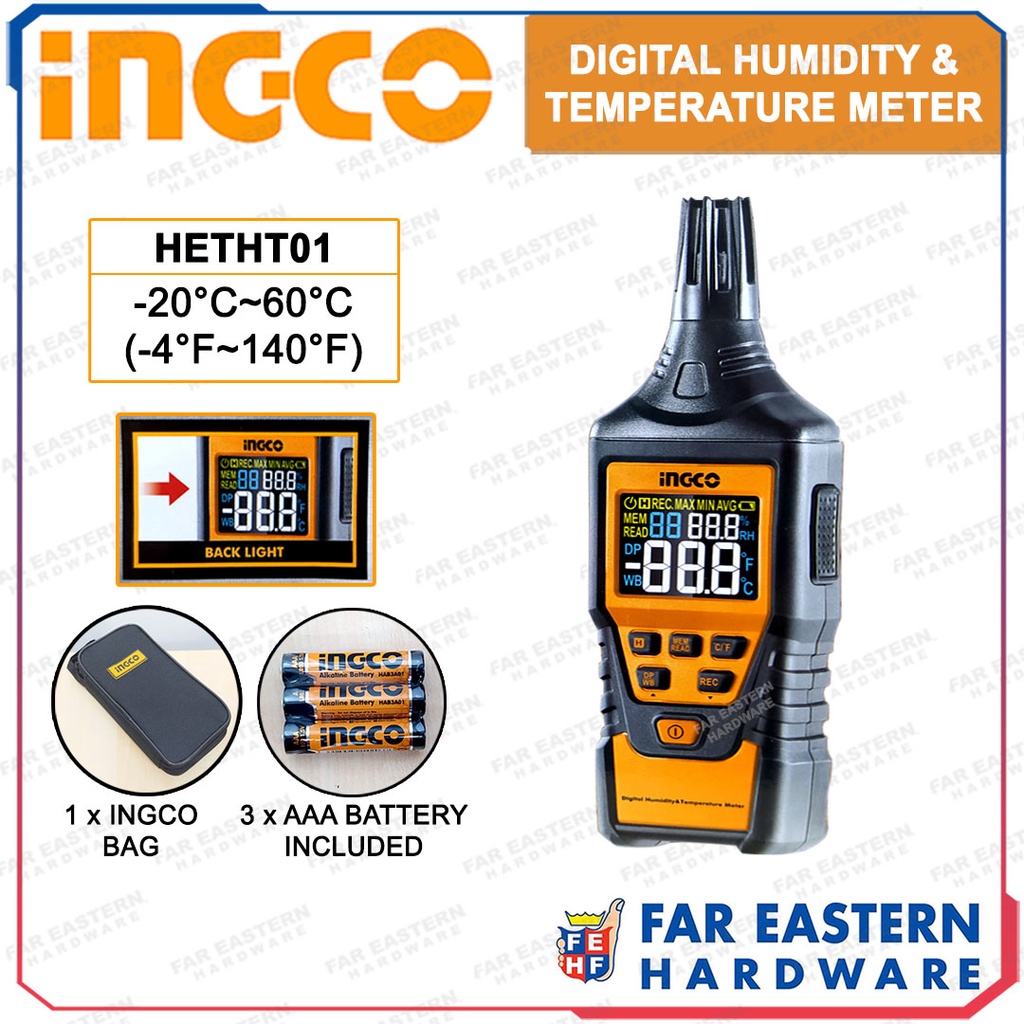 INGCO Digital Humidity & Temperature Meter HETHT01 INMT | Shopee ...