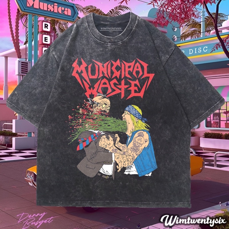 MUNICIPAL WASTE WASHING VINTAGE TEE BAND KAOS (OVERSIZE WASHED T-SHIRT ...