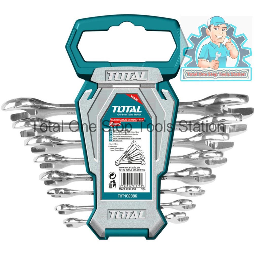 TOTAL Double open end spanner set 6-22mm Premium Industrial TOOLS 8PCS ...
