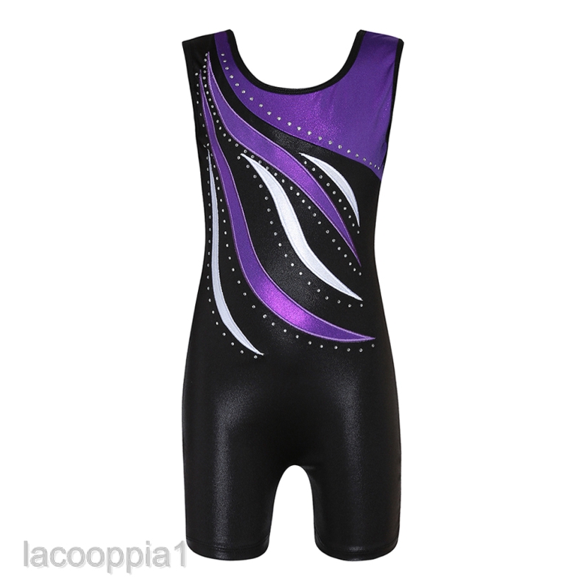 Girls Dance Gymnastics Leotards Tank Boy Shorts Sport Unitard Stage ...
