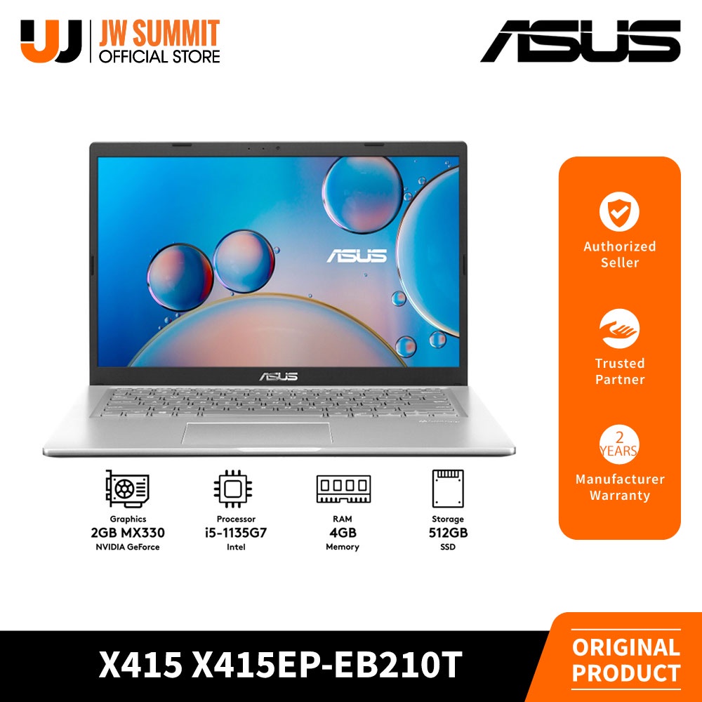 Asus X415 X415EP-EB210T 14"' i5-1135G7 4GB 512GB SSD MX330 2GB Win10 ...
