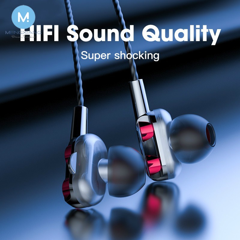 Earphones with Mic 4-core Dual Speakers Dynamic Gaming Sports 3.5mm ...