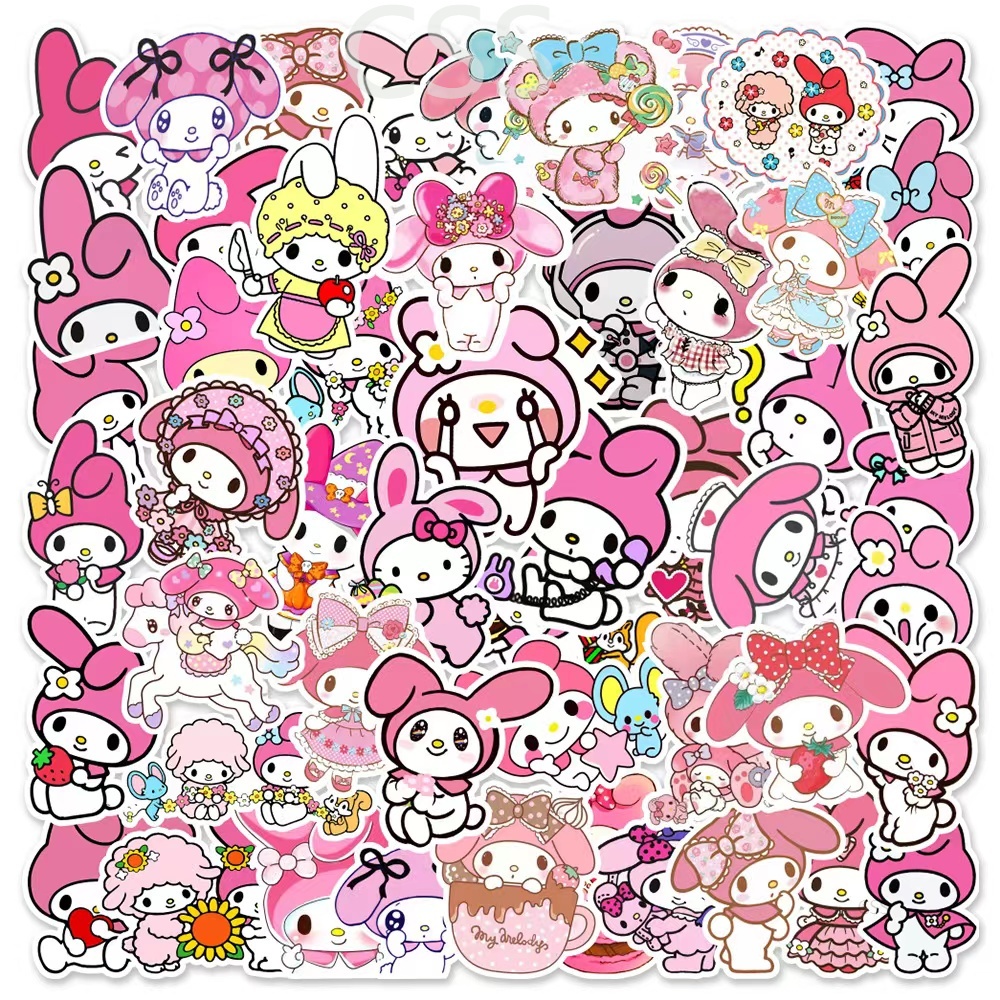 CSS.50Pcs/Set Cute Melody Graffiti Waterproof Stickers Sanrio Cartoon ...