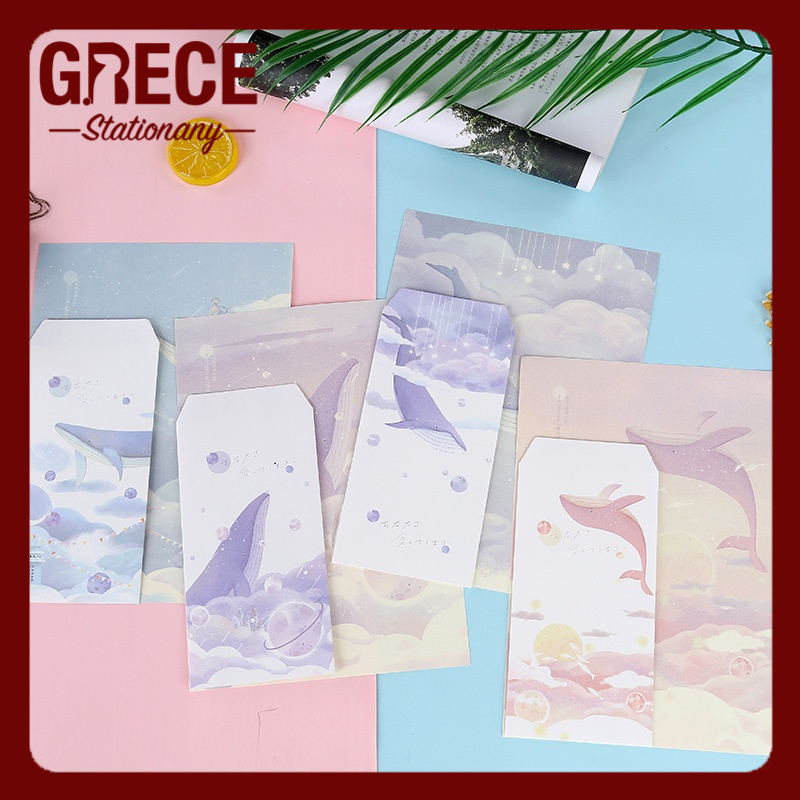 Space Whale Letter Set (3 envelope, 6 letters) | Shopee Philippines