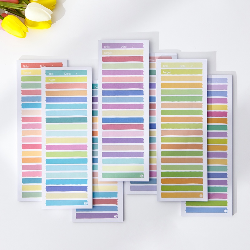 50 Sheets Colorful Long Stripe Planner Book Non-Sticky Note Paper ...