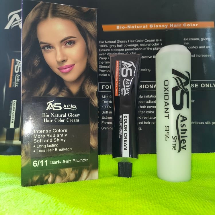 Ashley 2in1 bio natural glossy hair color cream 6/11 (dark ash blonde ...
